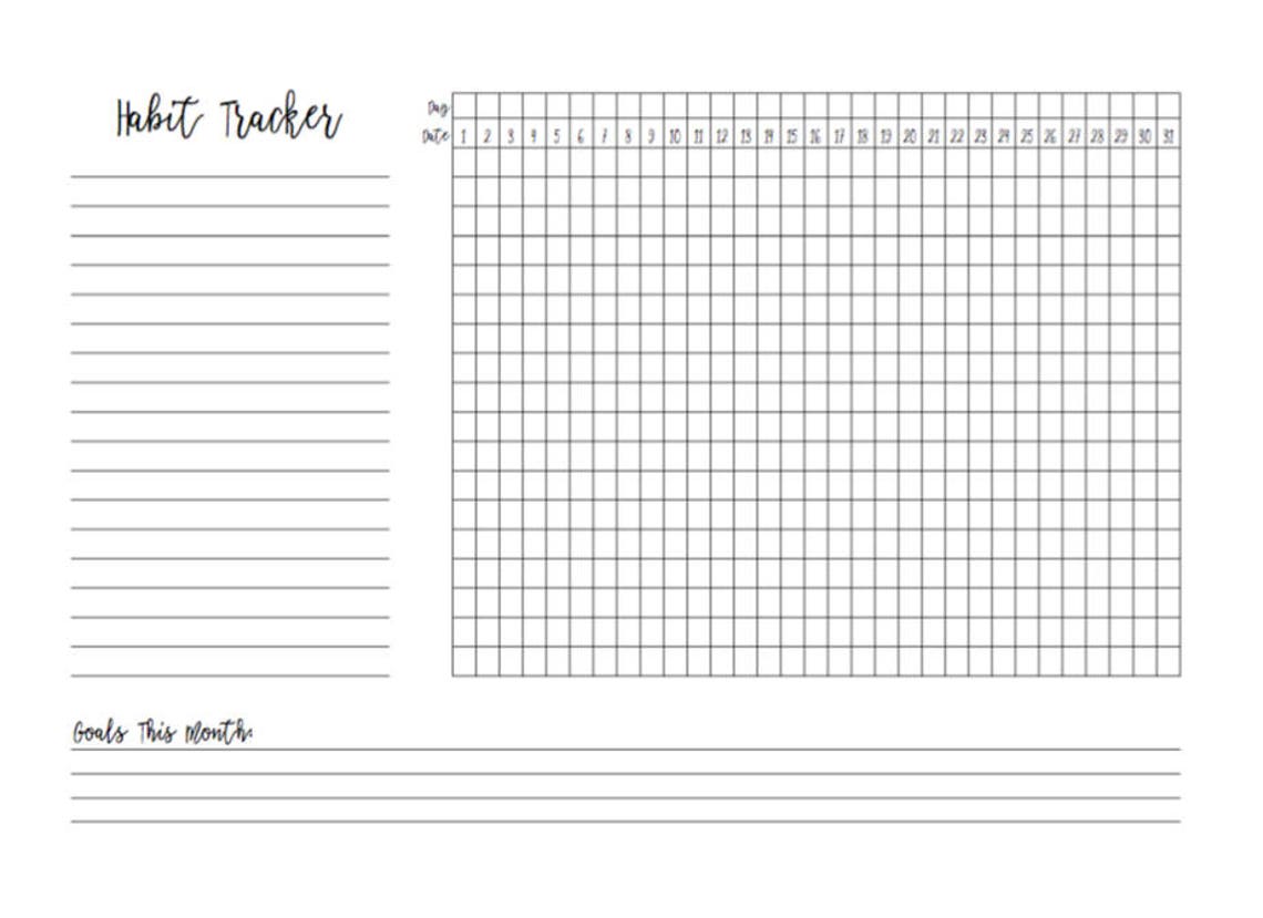 Bullet Journal Habit Tracker, Digital Download, Fitness Tracker, Life ...