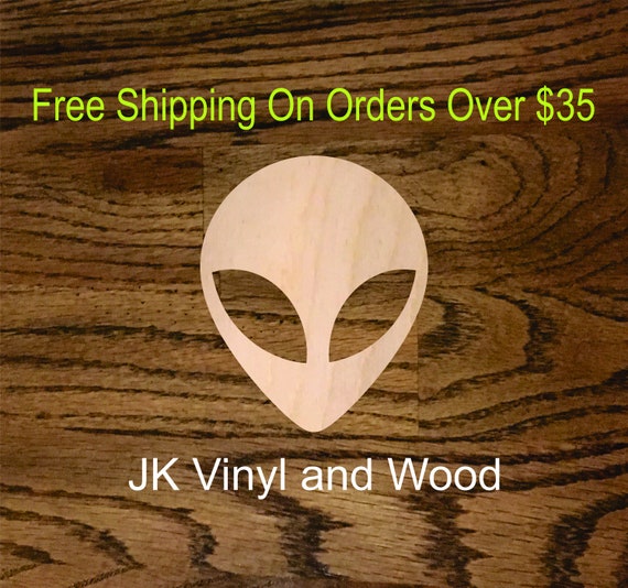 Alien Wooden Cutout UFO ET Laser Cut Wood A084 - Etsy