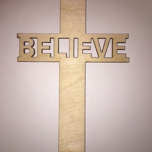 Believe Cross, Wooden Cross Laser Cut Cross Home Decor Christmas Gift ...