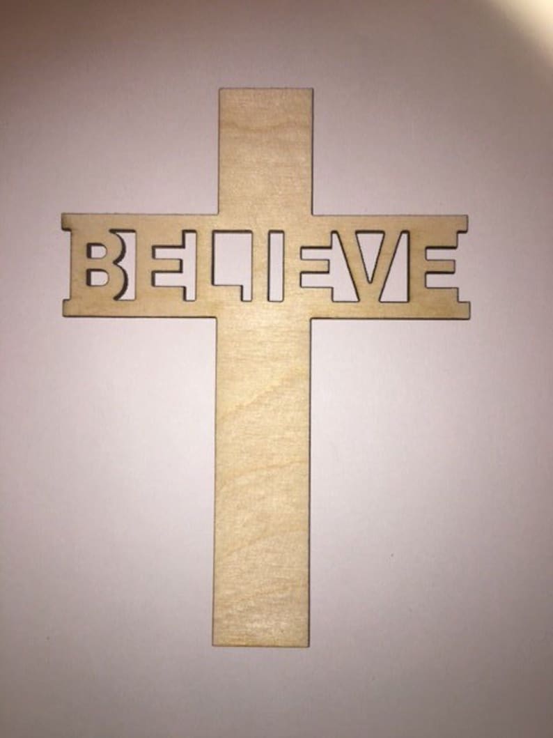 Believe Cross Wooden Cross Laser Cut Cross Home Decor | Etsy