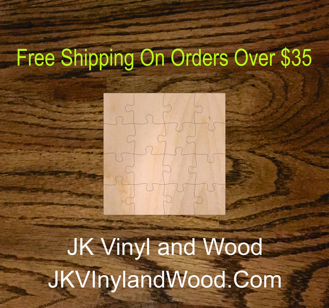 16 Piece Blank Wooden Puzzle, Laser Cut Wood - Etsy