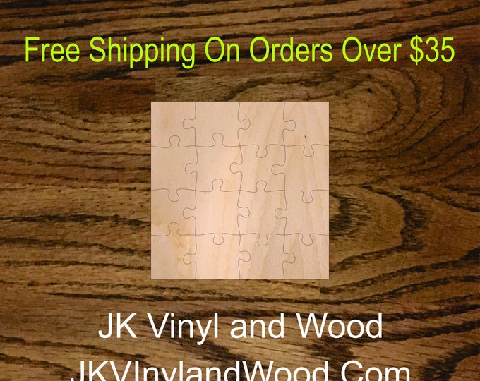 16 Piece Blank Wooden Puzzle, Laser Cut Wood - Etsy