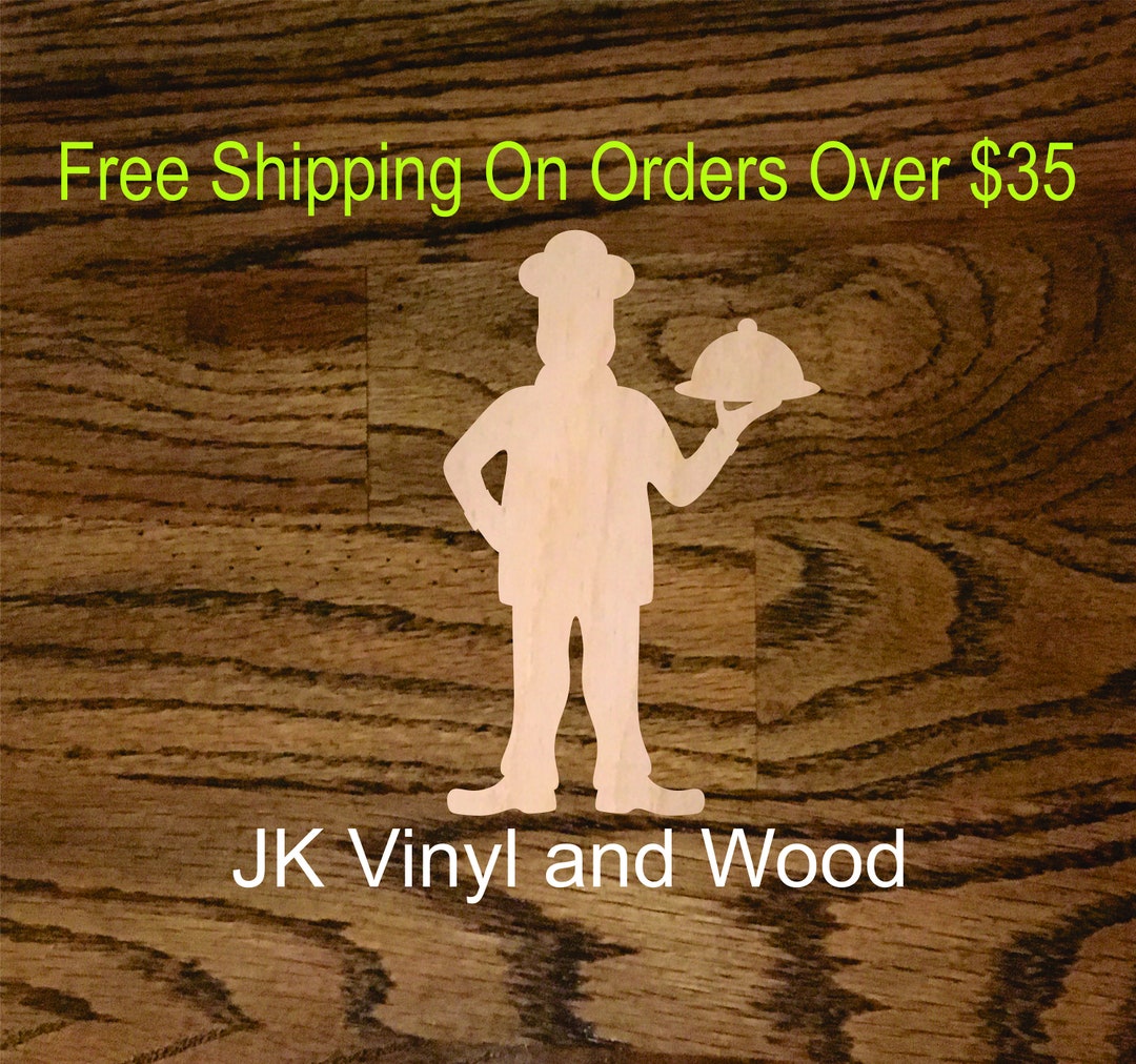 Chef, Cook Cutout, Laser Cut Wood, Crafting Supplies, Any Size ...
