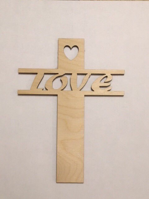 Love Cross, Wooden Cross Laser Cut Cross Home Decor Christmas Gift ...