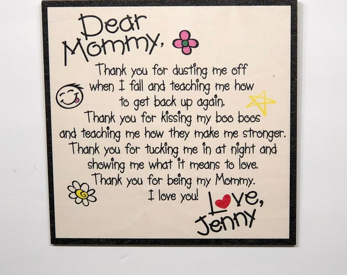 Personalized Dear Mommy Thank You Letter Wall Sign, Letter From Child ...