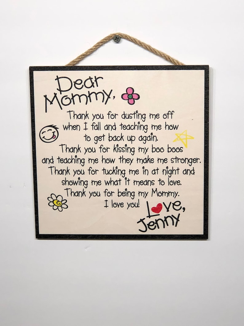 Personalized Dear Mommy Thank You Letter Wall Sign, Letter From Child ...