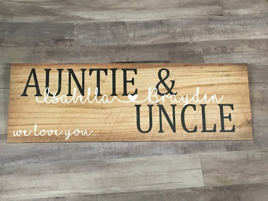 Auntie and Uncle Personalized Rustic Sign 6x18 - Etsy