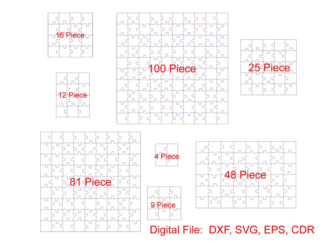Puzzle SVG, DXF, CDR Templates, Laser Cut Jigsaw Puzzle Template ...