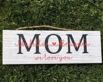Mom We Love You Sign With Kids Names, Personalized Mom Sign, Mom Gift ...
