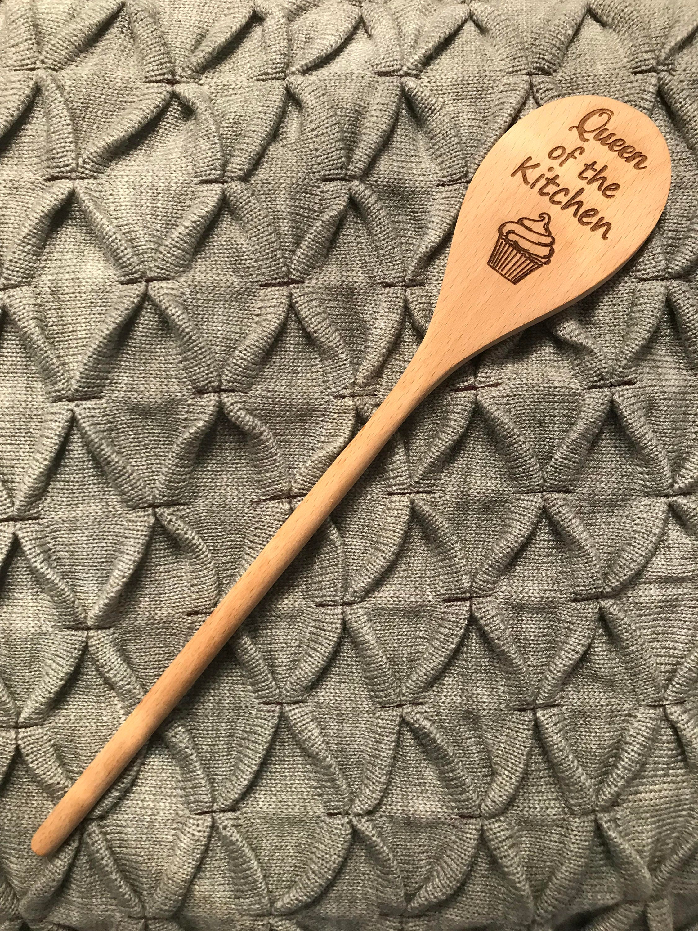 Queen of the Kitchen Wooden Spoon Laser Engraved Wooden | Etsy