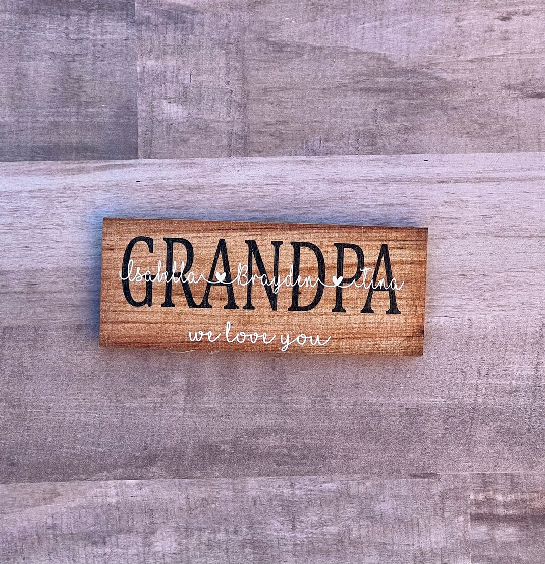 Grandpa Personalized Name Wooden Fridge Magent. Awesome Gift for Your ...