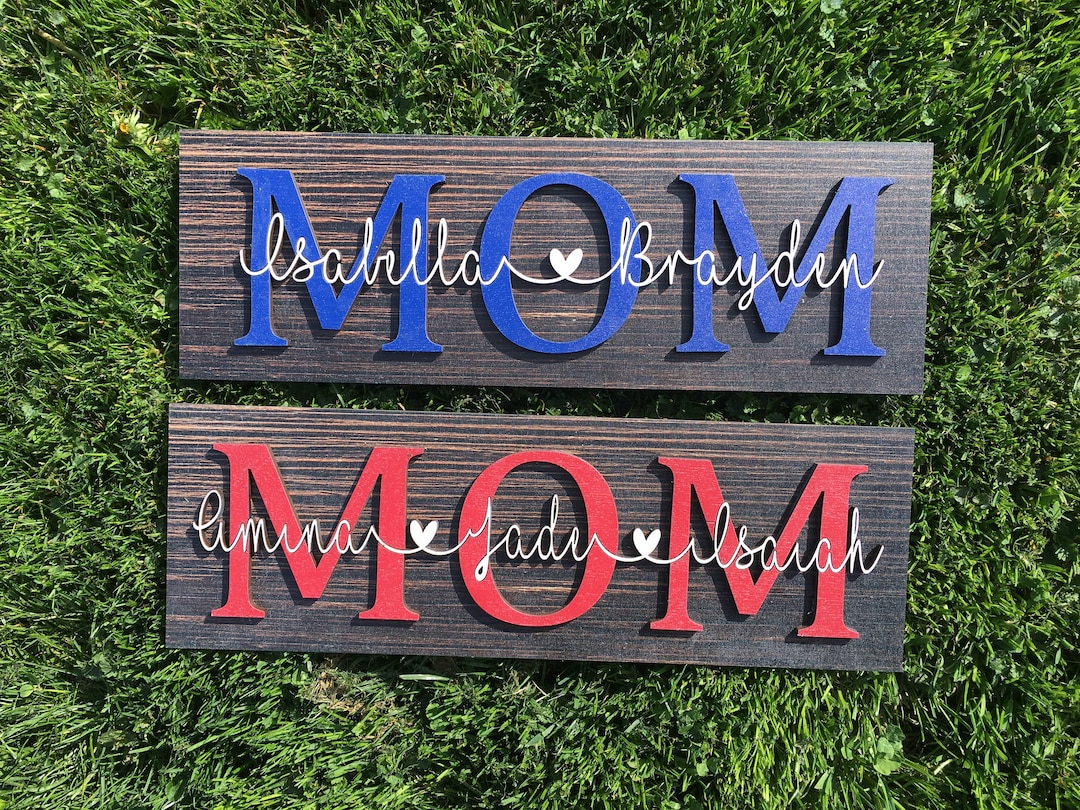 Personalized Layered Mom Sign, 3D, 6x18", Gift for Mom! - Etsy