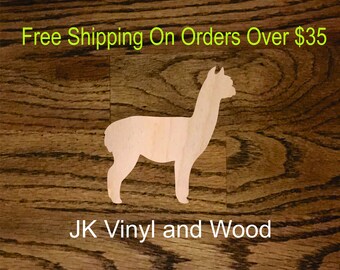 Cute Alpaca Wooden Cut Outs, Plan Alpaca Shape for Scrapbooking, DIY ...