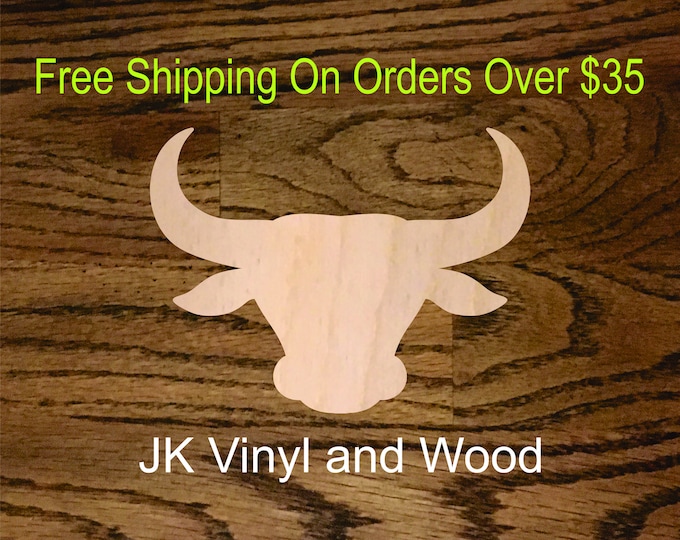 Bull Head, Wooden Longhorn, Laser Cut Wood, Craft Supplies, A181 - Etsy