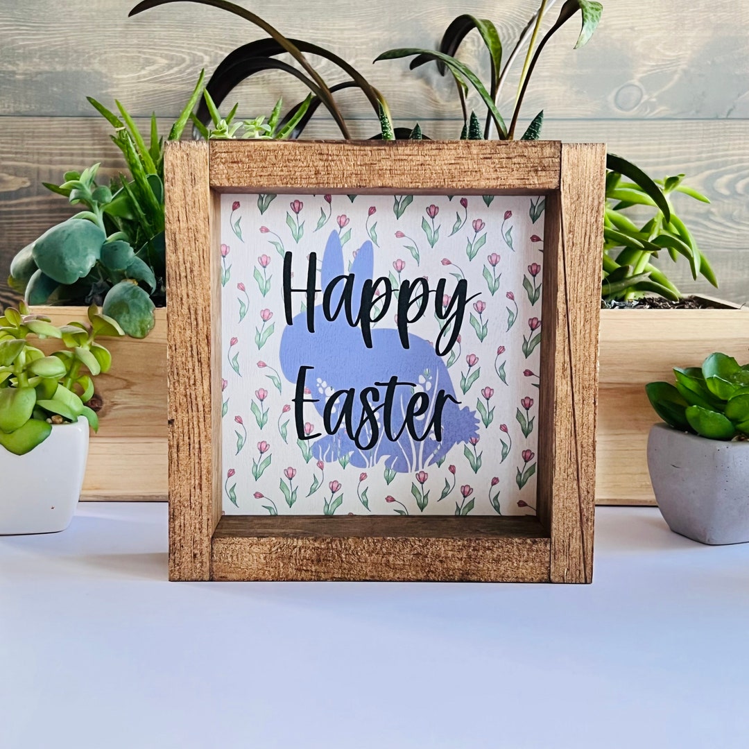 Happy Easter Shadow Box, Easter Bunny, Wooden Decor, Farmhouse FREE ...