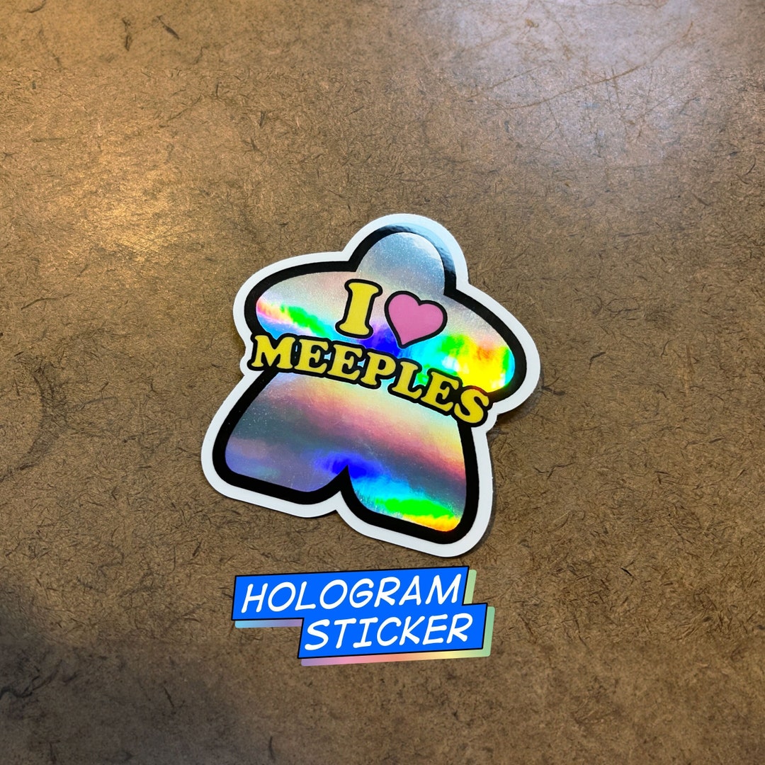 I heart Meeples Holographic Sticker, Euro Board Game Sticker, Table Top ...