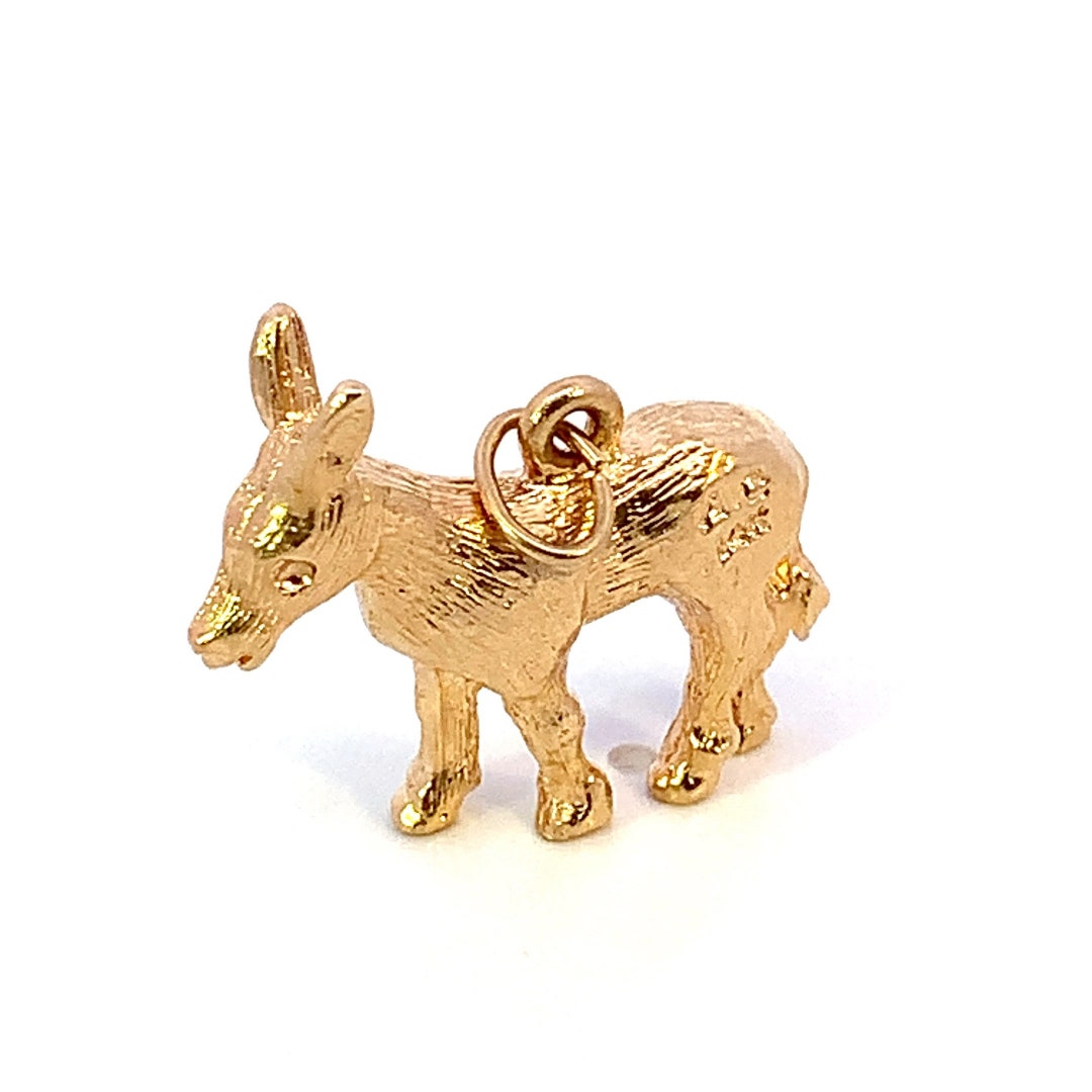 14k Yellow Gold Donkey Charm / Pendant - Etsy