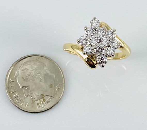 14K Two Tone Estate Diamond Cluster Ring .85 carat - Gem