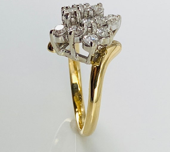 14K Two Tone Estate Diamond Cluster Ring .85 carat - Gem