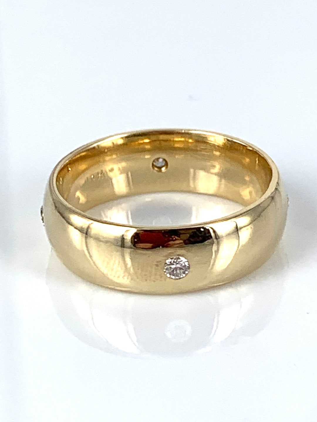 Wide Band 14k Yellow Gold Diamond Flush Set by “i’ll Take It! Vintage ...