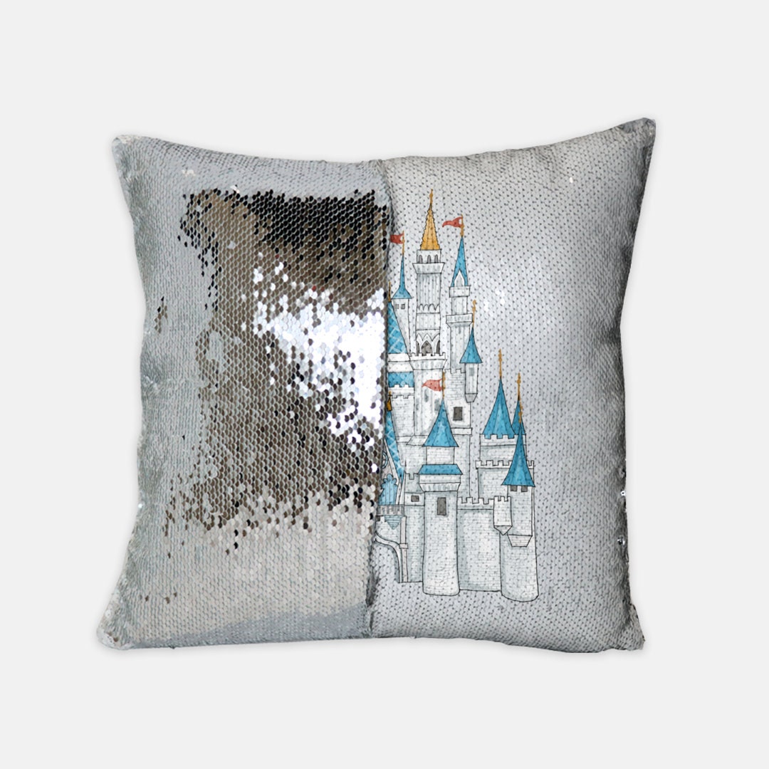 Disney Castle Pillow, Disney Pillow, Disney Sequin Pillow, Reversible ...