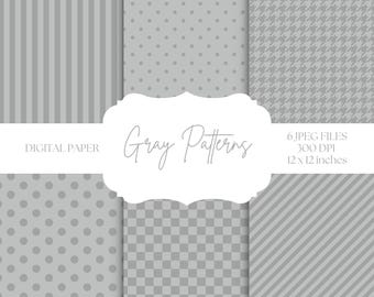 Gray Digital Paper, Neutral Backgrounds, Polka Dots, Houndstooth ...