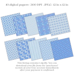 Blue Tile Digital Paper, Azulejo Portuguese Tile Patterns, Digital ...