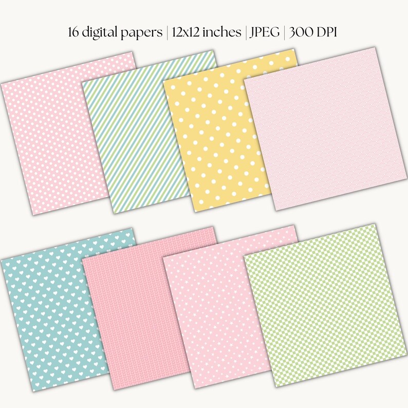 Spring Digital Paper, Pastel Backgrounds, Seamless Patterns, Digital ...