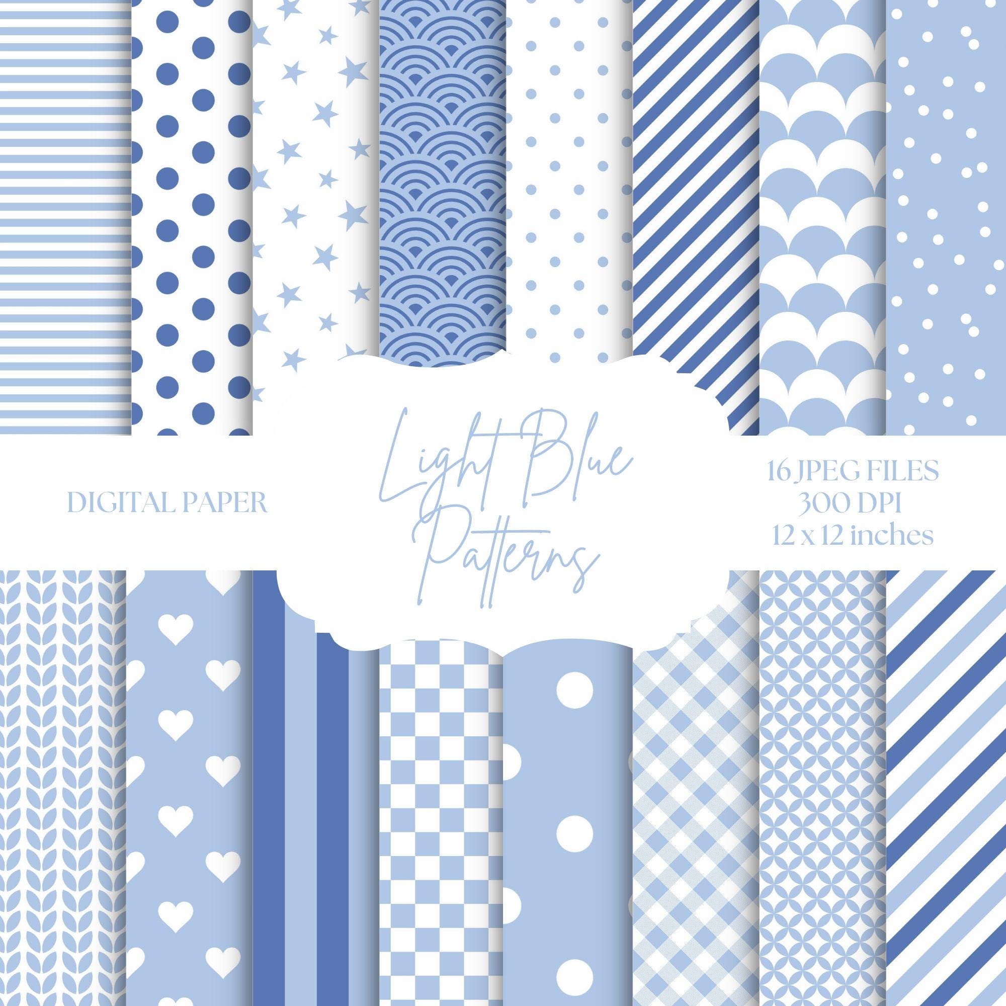 Blue Digital Paper, Seamless Backgrounds, Light Blue and White Patterns ...