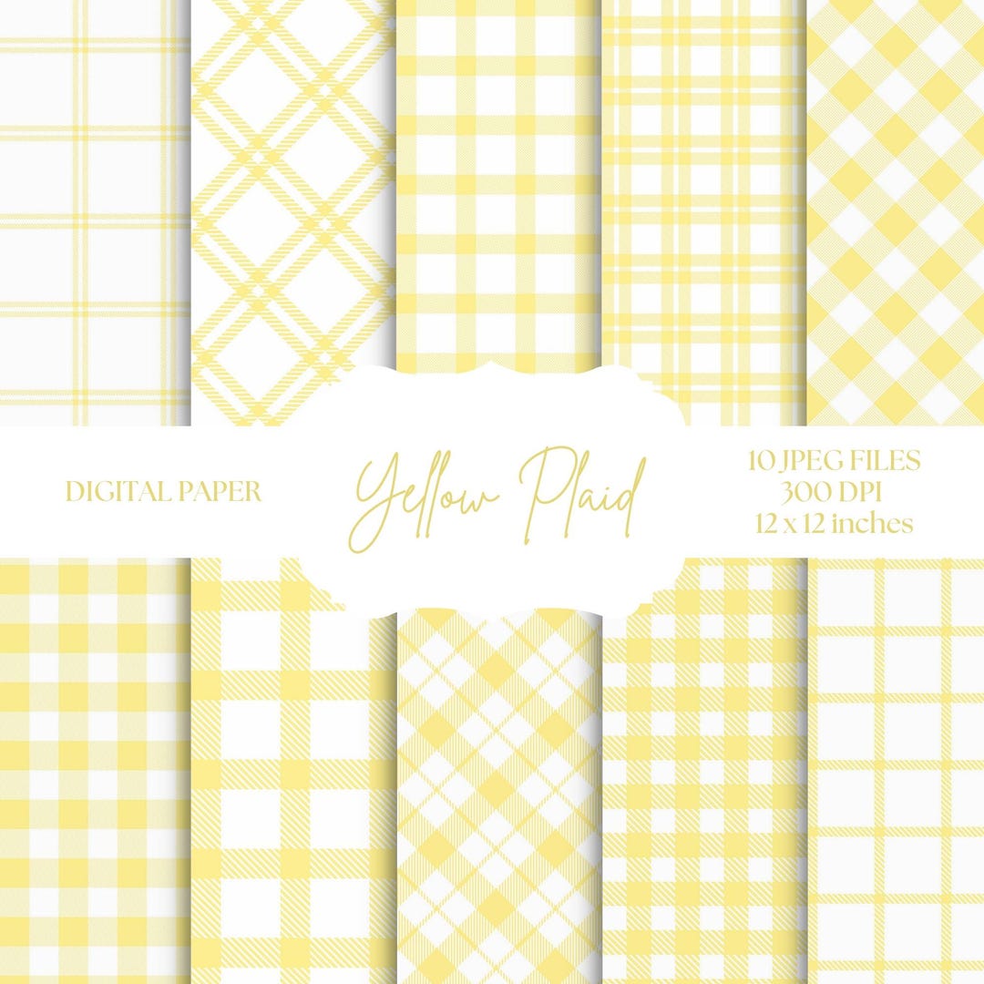 Yellow Plaid Digital Paper, Spring Backgrounds, Easter Patterns ...