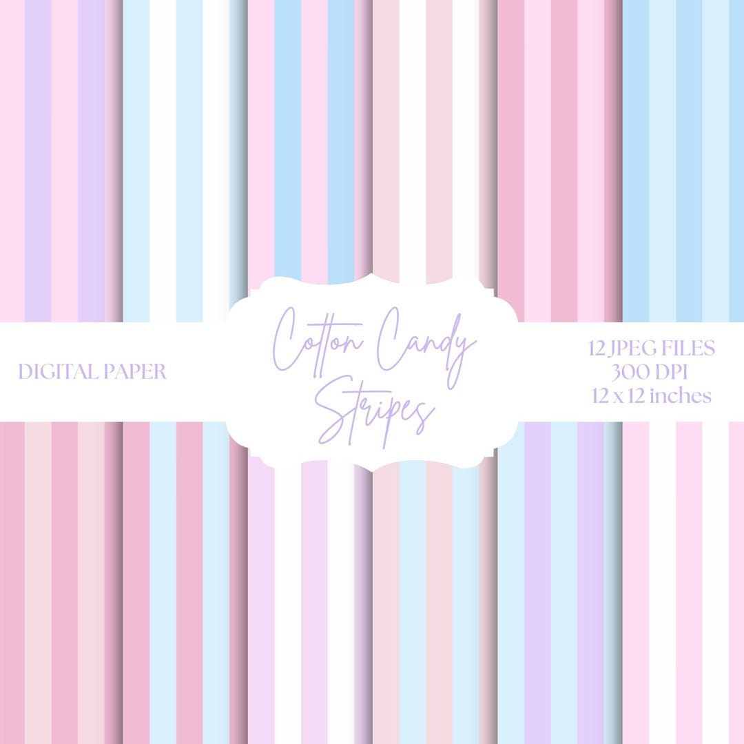 Pastel Stripes Digital Paper, Seamless Patterns, Blue Backgrounds, Pink ...