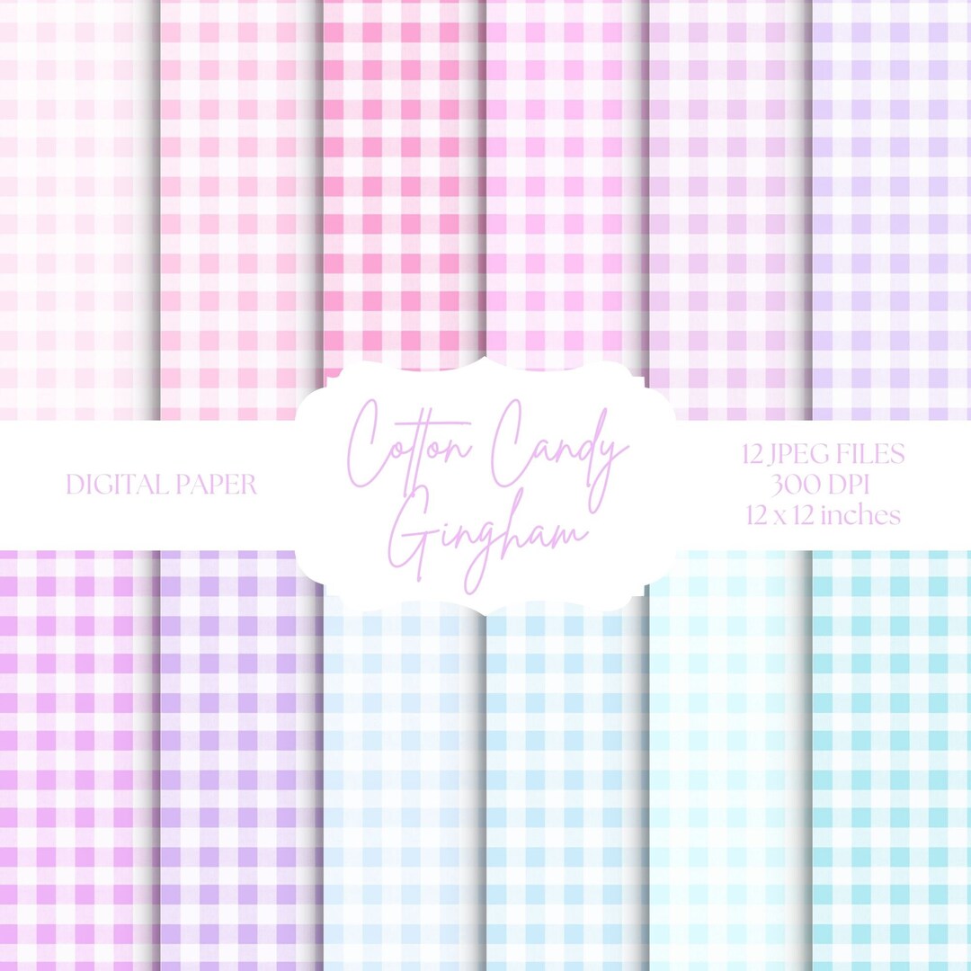 Pastel Gingham Digital Paper, Pink, Purple, Blue, Spring Backgrounds ...