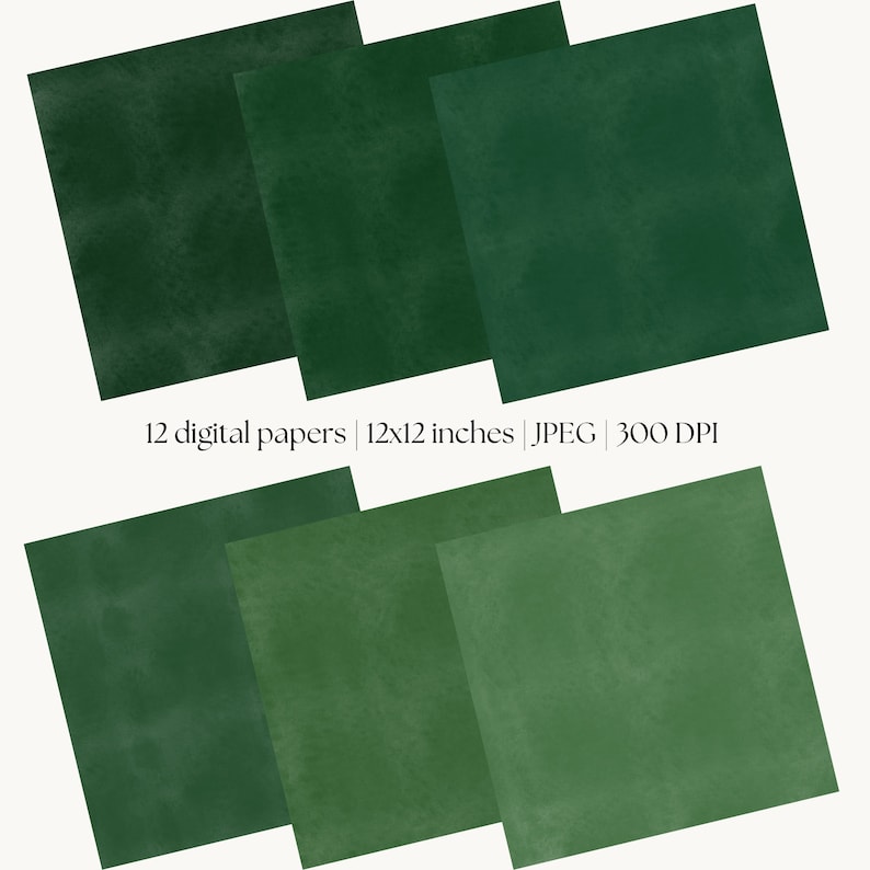 Green Digital Paper Pack, Green Textures, Digital Scrapbook Paper Set ...