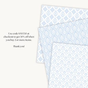 Blue Damask Digital Paper, Light Blue and White Backgrounds, Vintage ...