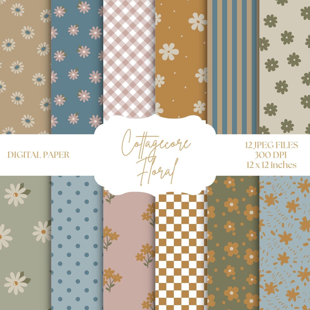 Floral Digital Paper, Cottagecore Backgrounds, Flower Seamless Patterns ...