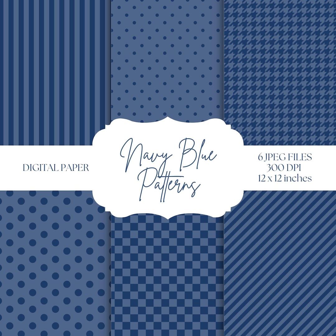 Blue Digital Paper, Navy Blue Backgrounds, Polka Dots, Houndstooth ...