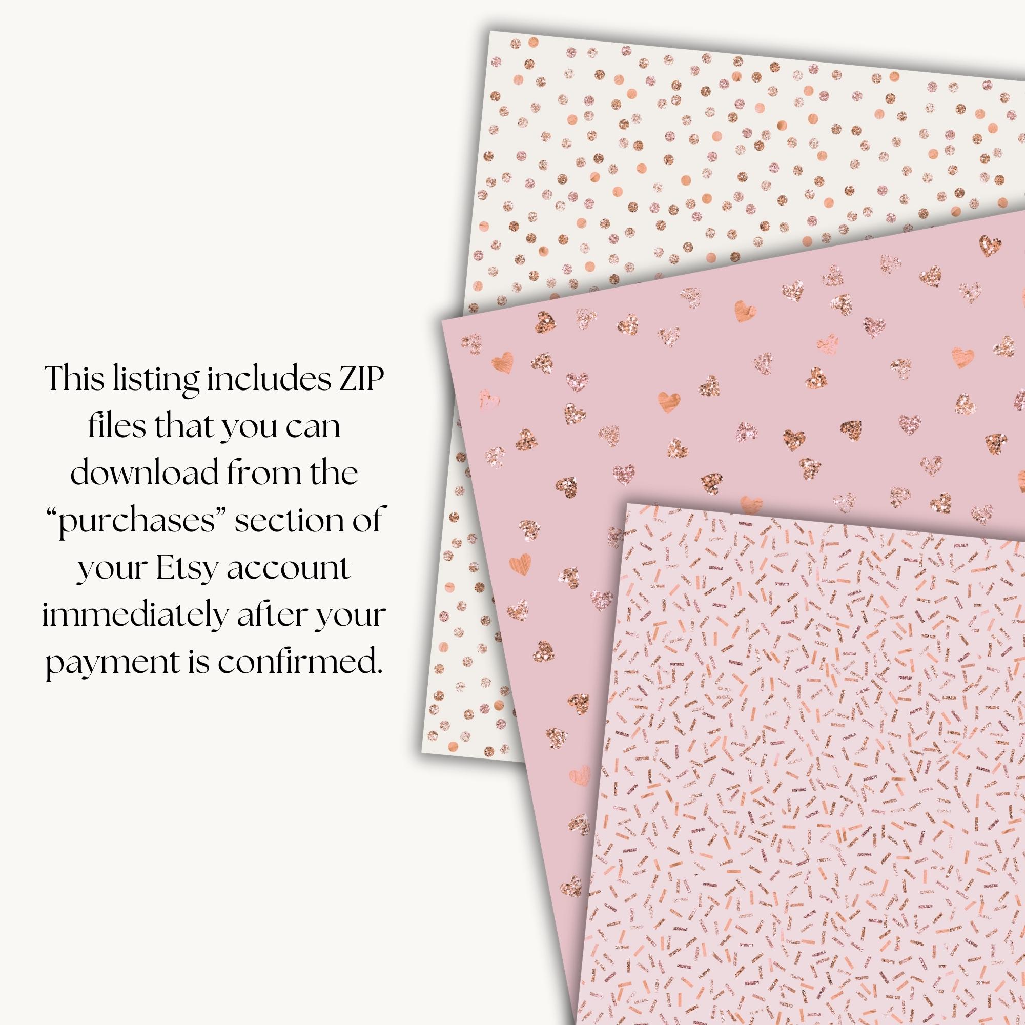 Rose Gold Digital Paper, Pink Confetti Backgrounds, Birthday Party ...