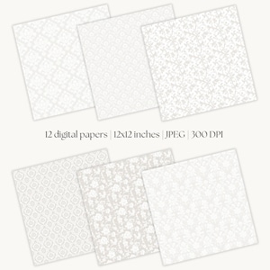 White Wedding Digital Paper, Damask Backgrounds, Seamless Patterns ...