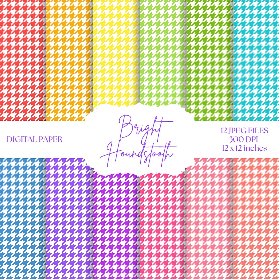 Colorful Digital Paper, Bright Backgrounds, Houndstooth Patterns ...
