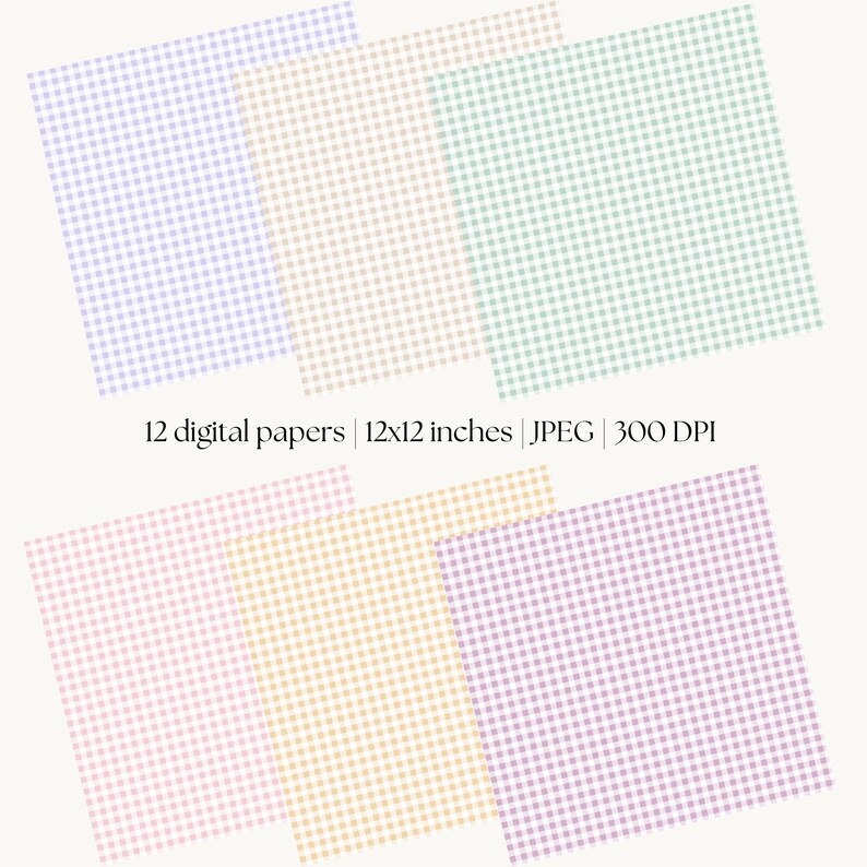 Pastel Gingham Digital Paper, Plaid Backgrounds, Pink & Blue Scrapbook ...