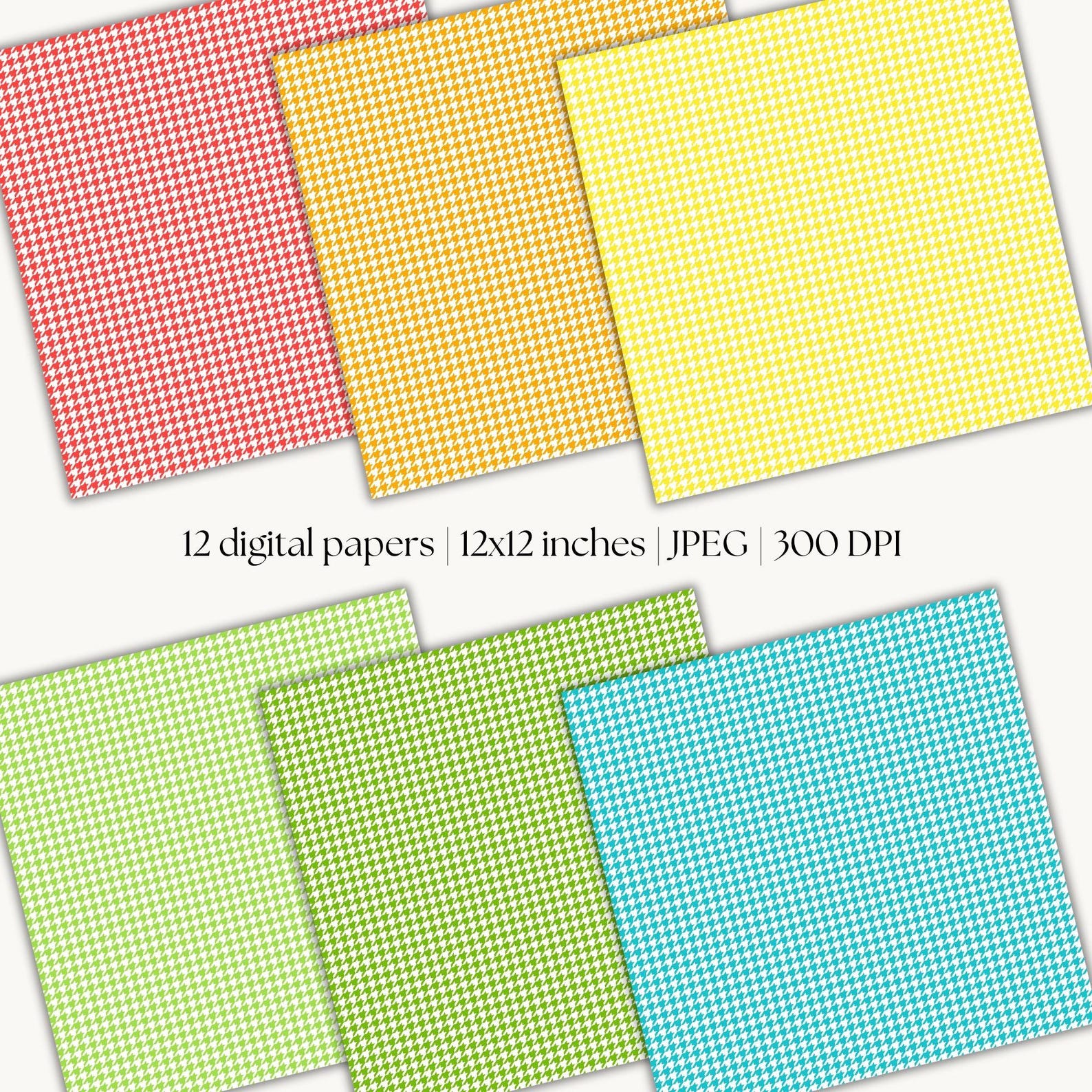 Colorful Digital Paper, Bright Backgrounds, Houndstooth Patterns ...