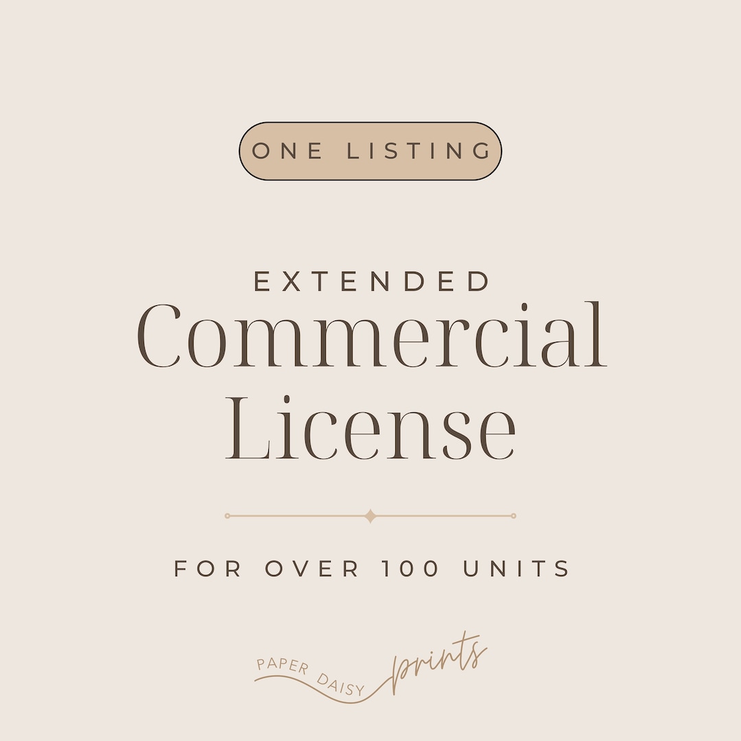 Extended Commercial Use License for One Product Listing for Over 100 ...