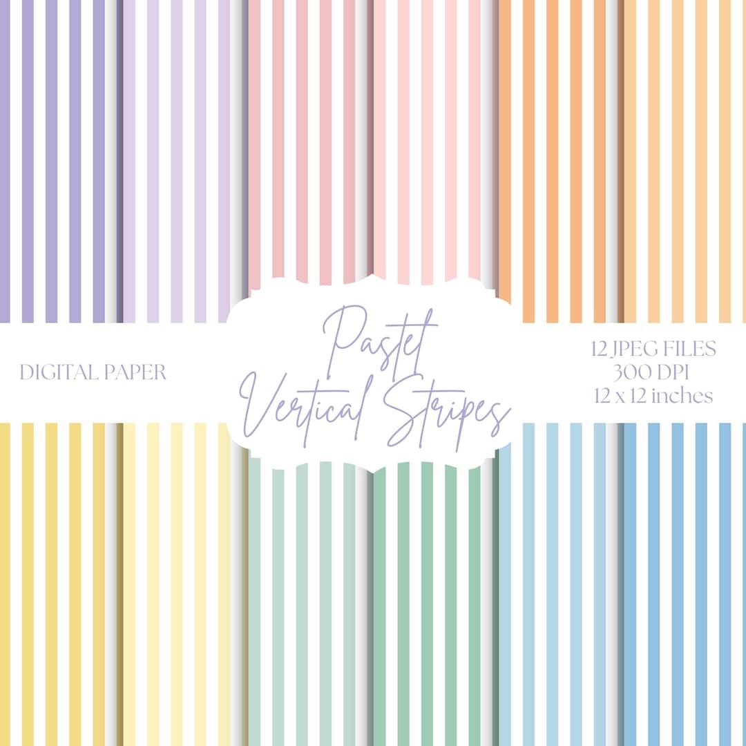 Stripes Digital Paper, Pastel Color Backgrounds, Striped Scrapbook ...