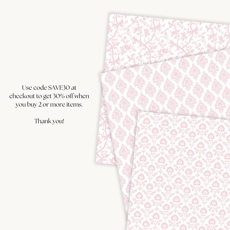 Pink Damask Digital Paper, Light Pink and White Backgrounds, Vintage ...