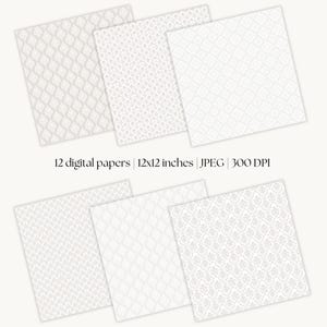 White Wedding Digital Paper, Damask Backgrounds, Seamless Patterns ...
