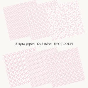 Pink Damask Digital Paper, Light Pink and White Backgrounds, Vintage ...