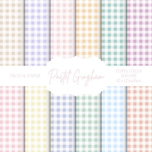 Pastel Gingham Digital Paper, Plaid Backgrounds, Pink & Blue Scrapbook ...
