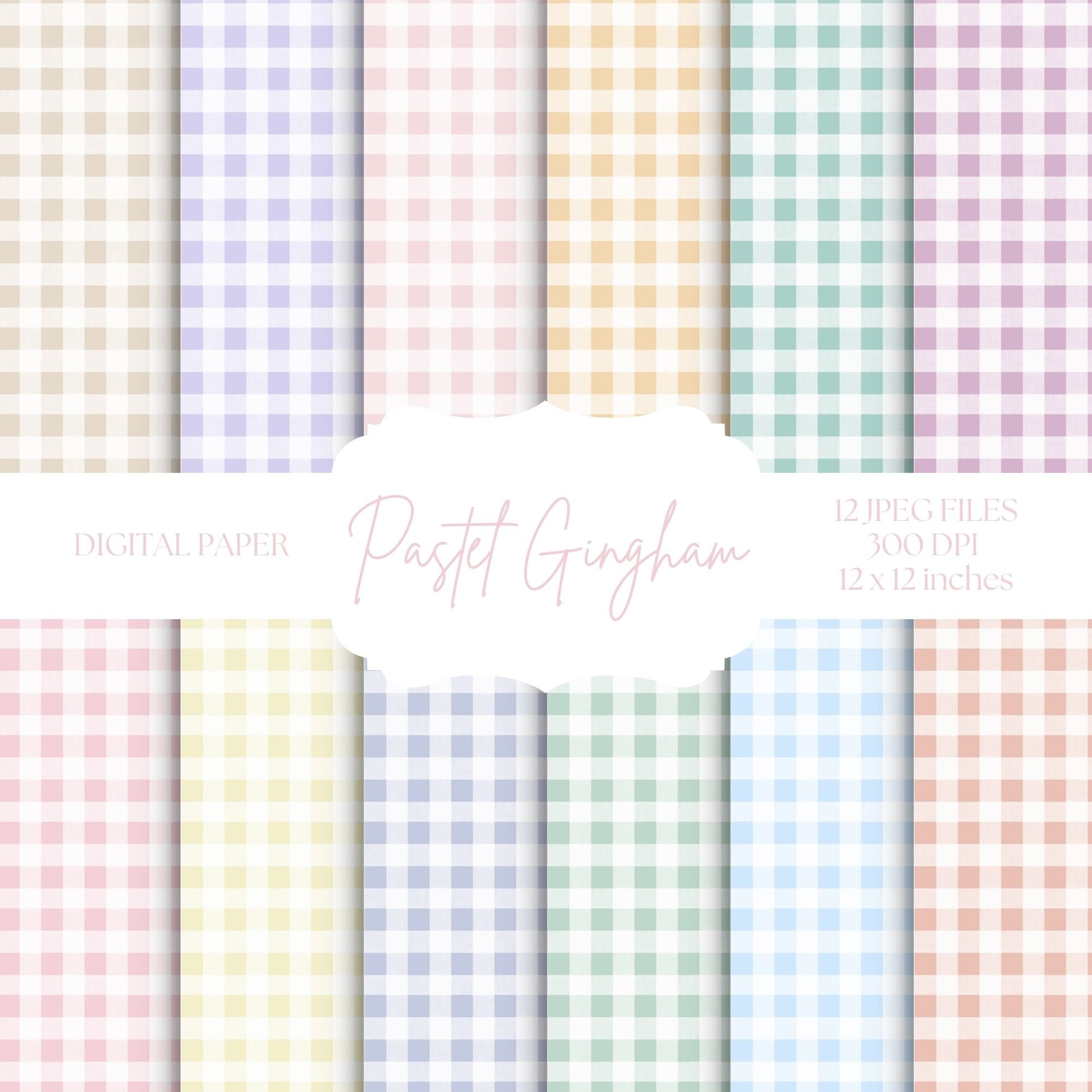 Pastel Gingham Digital Paper, Plaid Backgrounds, Pink & Blue Scrapbook ...