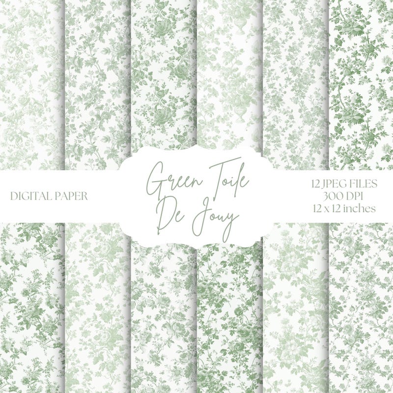 Green Floral Toile Invite - Etsy