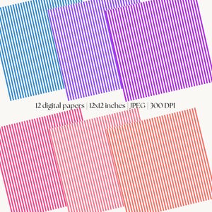 Stripes Digital Paper, Bright Color Backgrounds, Vertical Stripe ...